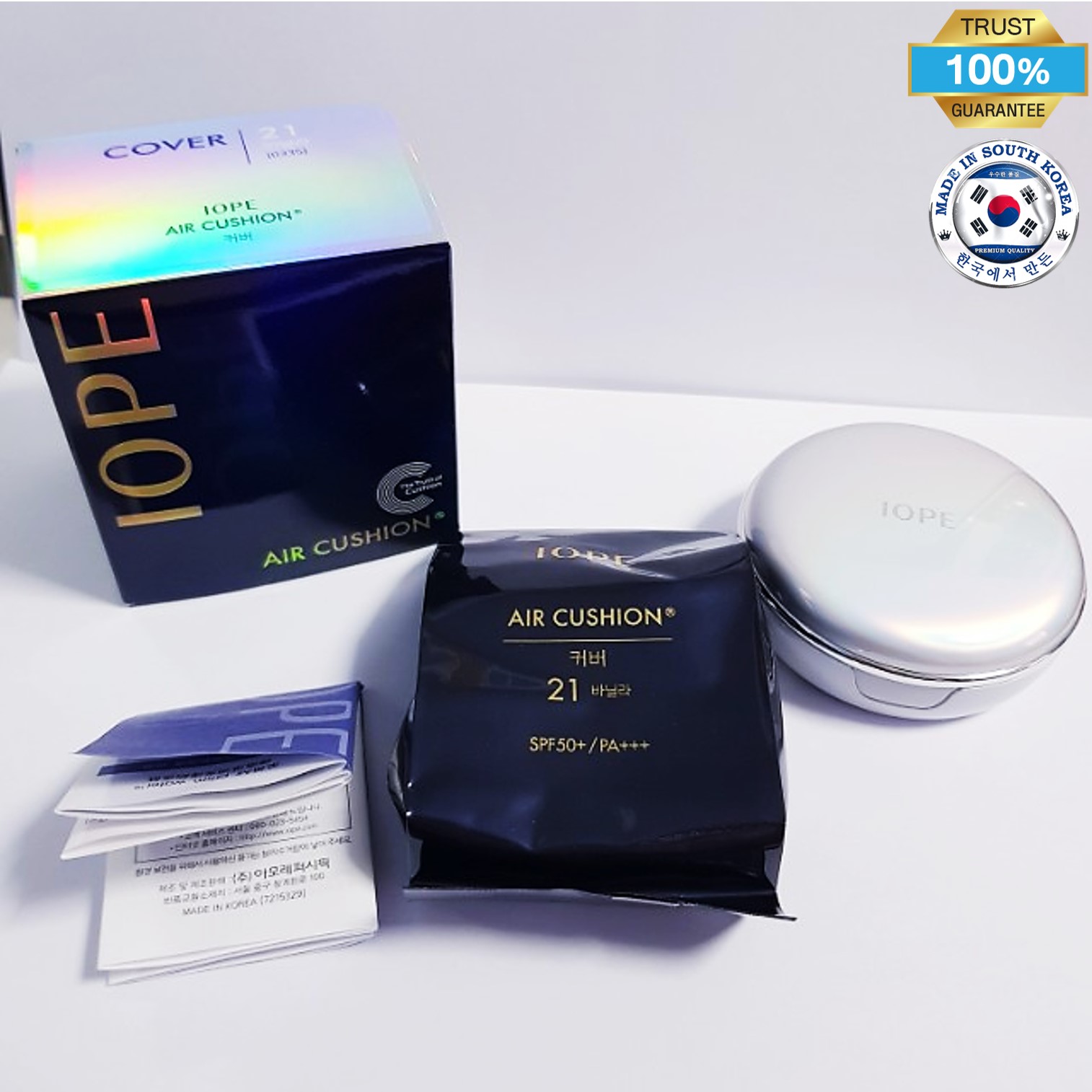 คุชชั่นเกาหลีเนื้อละเอียดเนียนบางเบาพิเศษปรับผิวหน้าเงาใสมีออร่า IOPE AIR Cushion Natural Glow ...