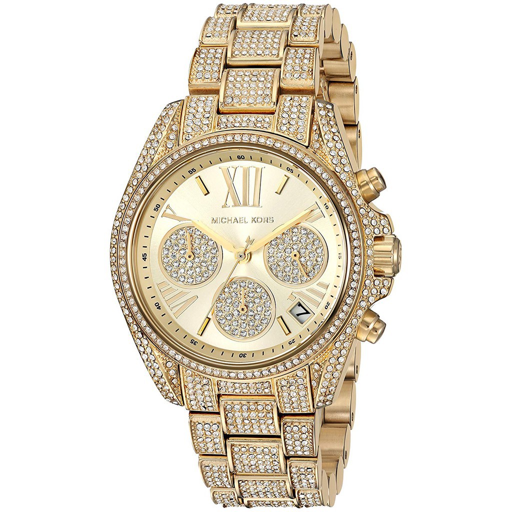 นาฬิกาข้อมือผู้หญิง MK6494 MICHAEL KORS Mini Bradshaw Crystal Pave Gold ...