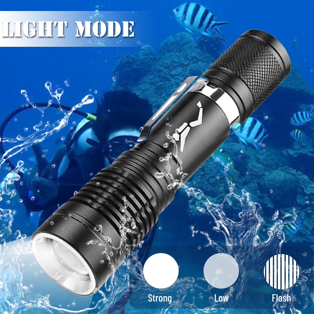 Asafee D135 Mini LED Diving Flashlight With P20 LED 3 Lighting Modes ...