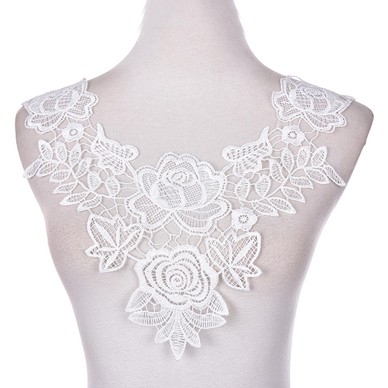 huayou 1PC Embroidered Floral Lace Neckline Neck Collar Trim Clothes ...