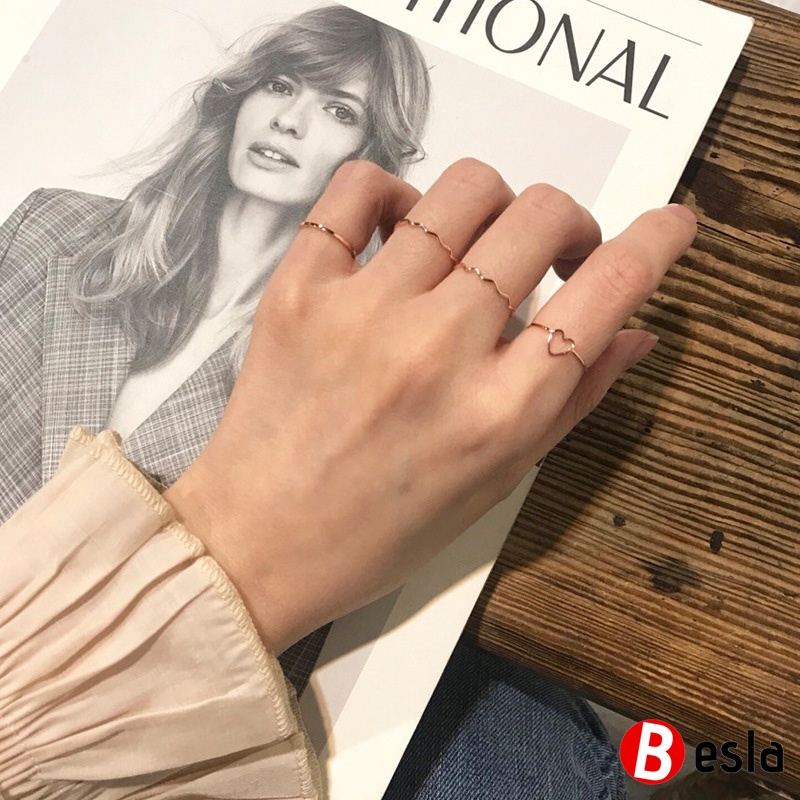 4Pcsset Girlfriend Index Finger Rings Rose Gold Ring Set for Women ...