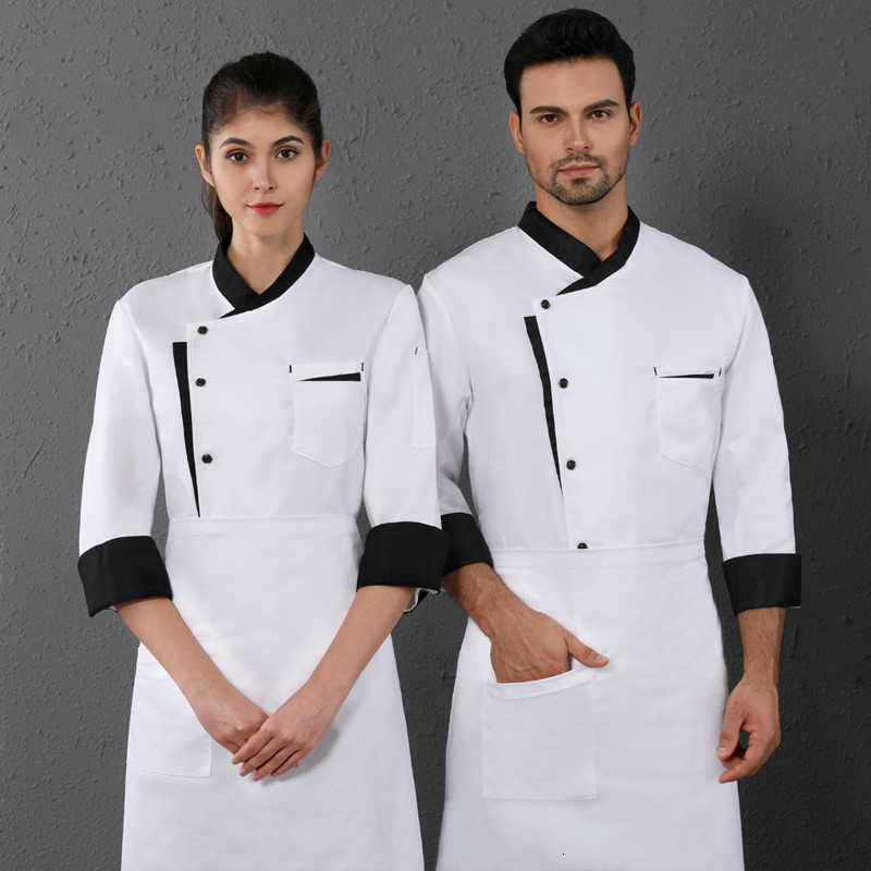 Chef Uniform Unisex Long Sleeve Jacket Ho Restaurant Cafe Hair Salon ...