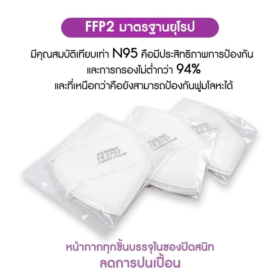 [ซอง6ชิ้น] ????????FUXIBIO หน้ากากอนามัยทางการแพทย์ FFP2 แมสกล่องม่วง ???? มาตรฐานยุโรปเทียบเท่า ...