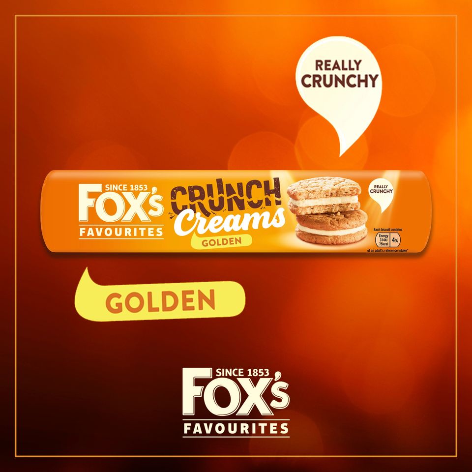 Foxs Favourites Crunch Creams Golden 200g ฟ็อกซ์ บิสกิต ข้าวโอ๊ตประกบ ...