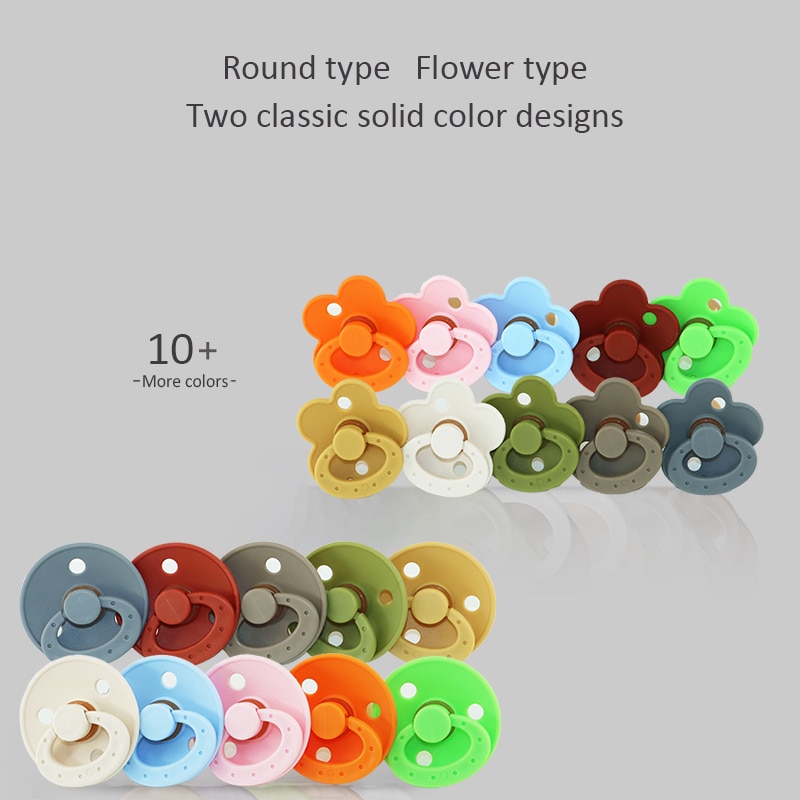 Solid Color Baby Pacifier Newborn Silicone Pacifier Soft Rubber Infant ...