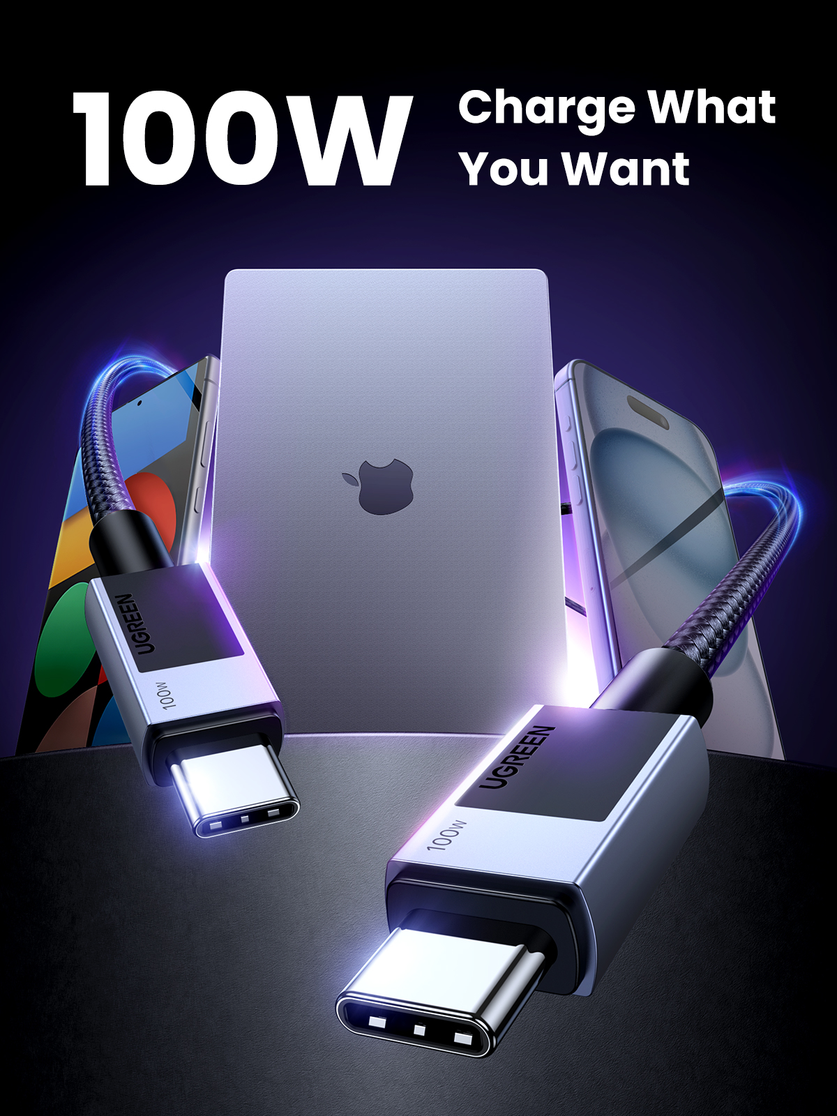 UGREEN 100W Type C Fast Charging Cable E-Marker for iPhone 15 Series Samsung S24 S23 Ultra iPad ...