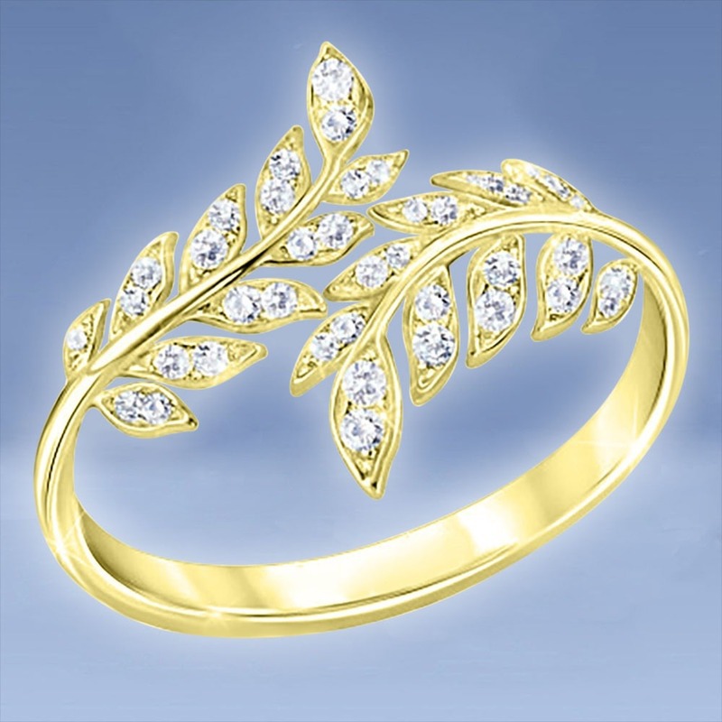 Delysia King Hot selling new fashion leaf feather ring women's wedding ...