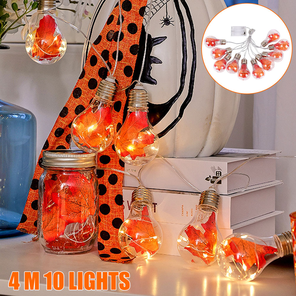 4M 10Bulbs Maple Leaf String Light Holiday Lighting Decoration Outdoor ...