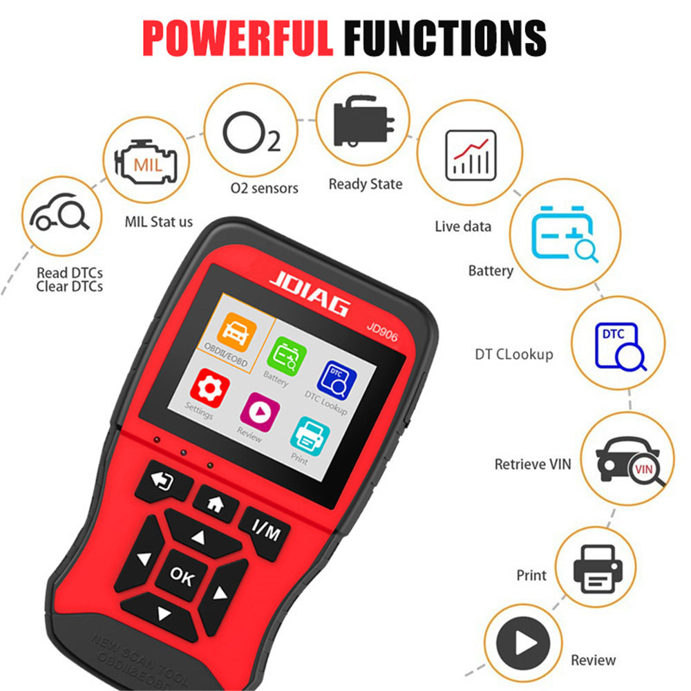 JDiag JD906 OBD2 NEW Scan Tool Scanner Full Engine Mode Diagnostic Tool ...
