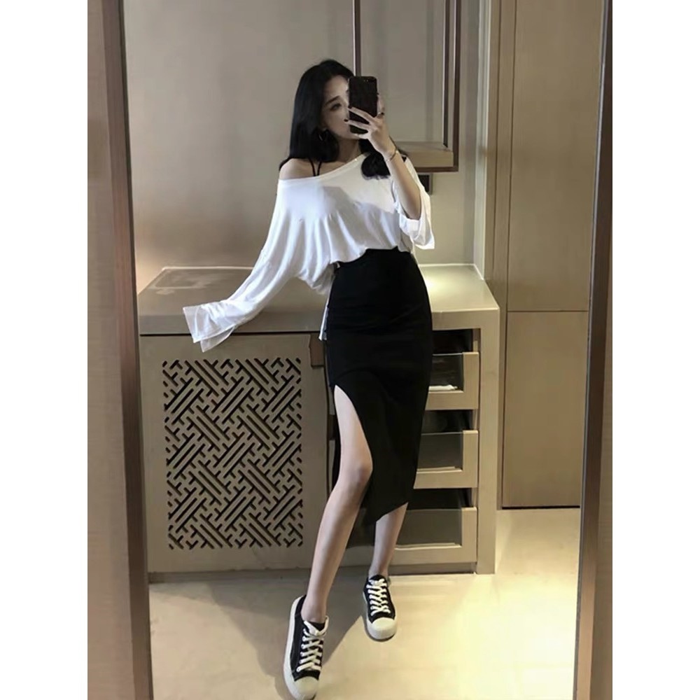 Cicishop (พร้อมส่ง)กระโปรงไหมพรม แหวกข้าง ผ้านิ่มยืดได้(3215) - NUMBER ONE 989 - ThaiPick