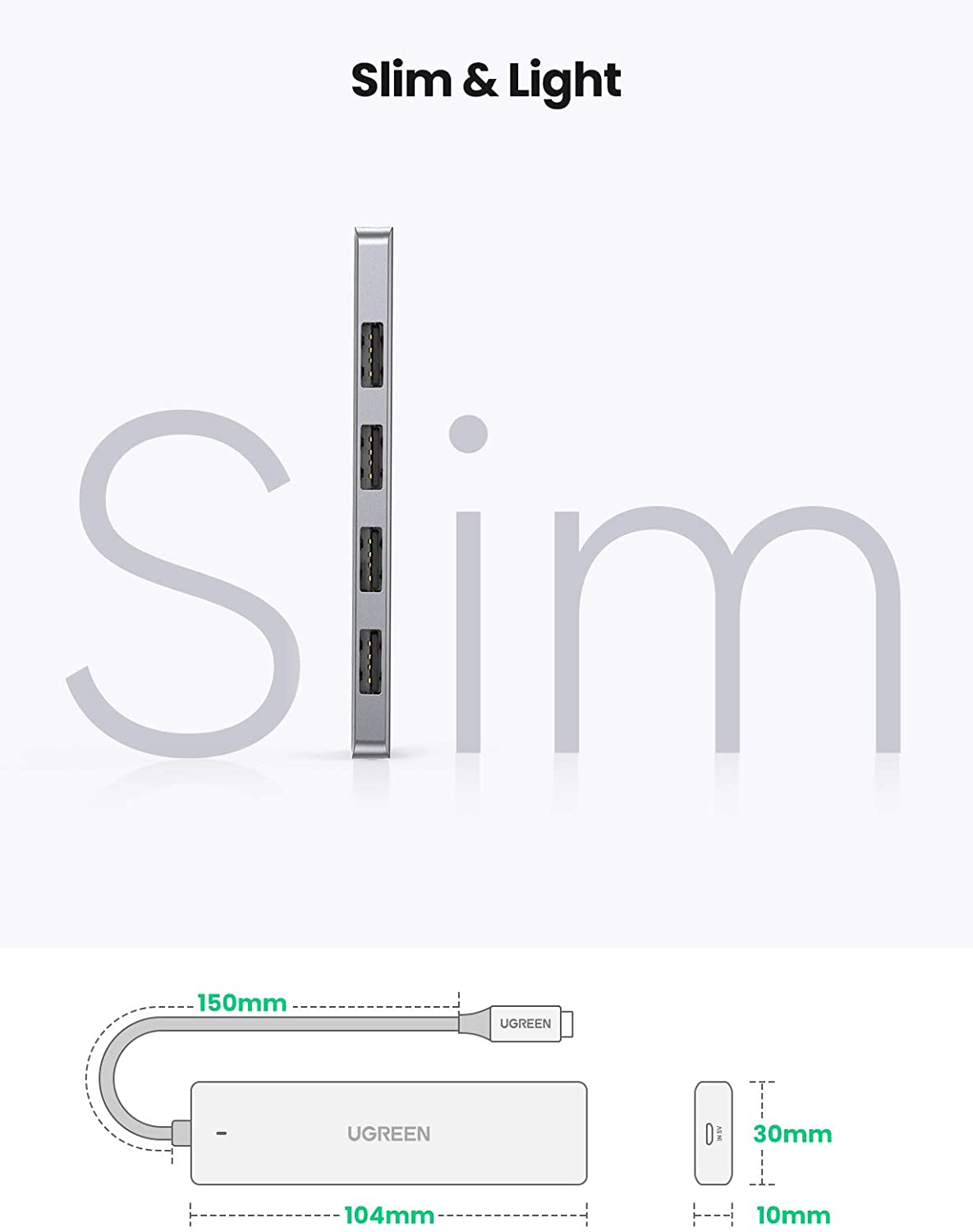 UGREEN USB C Hub 4 Ports USB Type C to USB 3.0 Hub Adapter with Micro ...