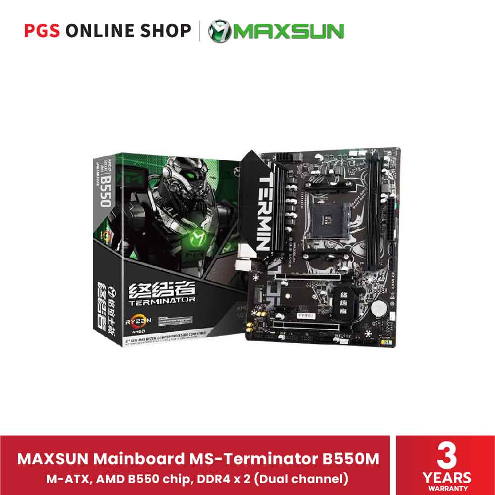 MAXSUN Mainboard MS-Terminator B550M (เมนบอร์ด) M-ATX, AMD B550 chip, DDR4 x 2 (Dual channel ...
