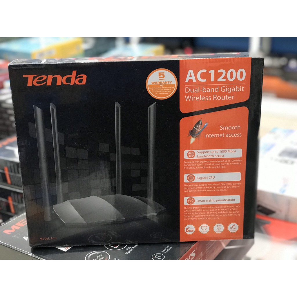 ROUTER (เราเตอร์) TENDA AC8 AC1200 DUAL BAND GIGABIT PORT - Cantinflas - ThaiPick