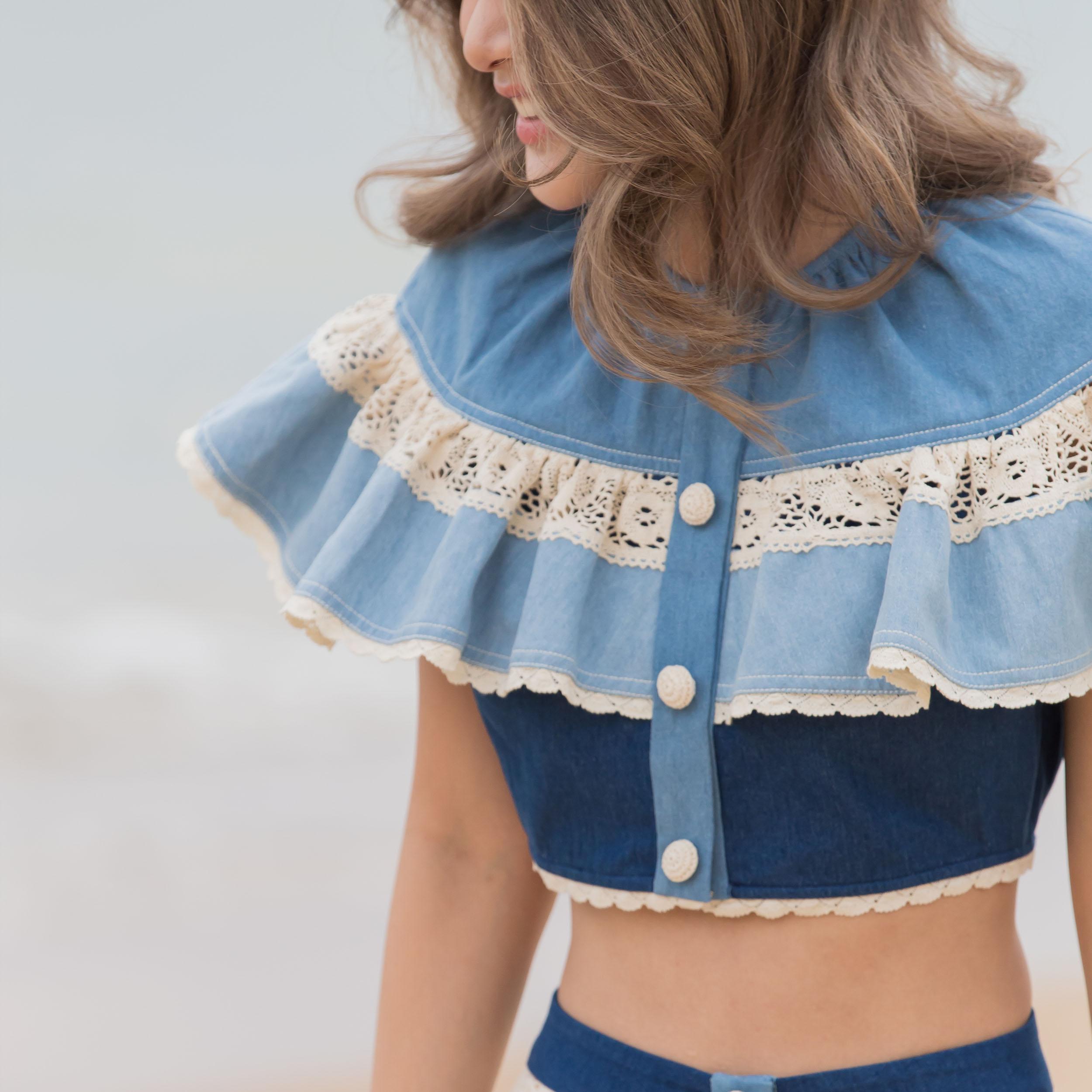 [SS22] JANESUDA denim crop top เสื้อครอป เสื้อครอปยีนส์ เสื้อยีนส์ - MixASale