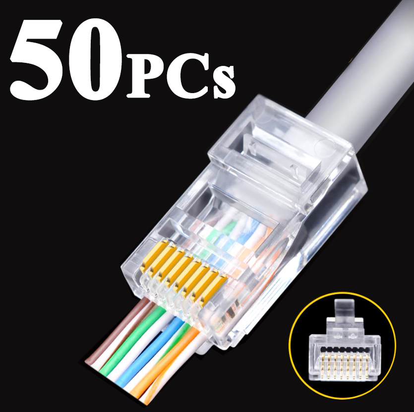 หัว RJ45 แบบทะลุ หัวทะลุ EZ RJ45 Connector Ethernet cable Plug Cat6 ...