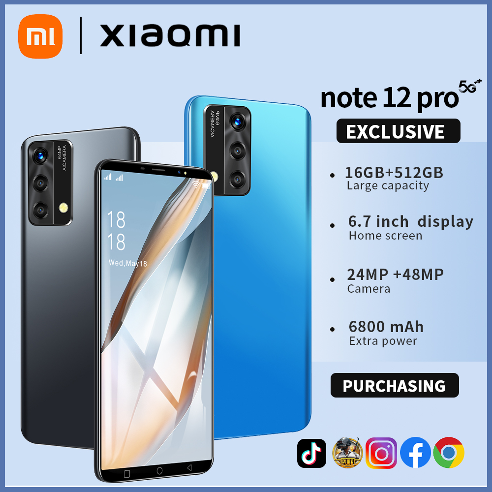 โทรศัพท์มือถือ Xiaoml note12Pro 5G 6.7นิ้ว รองรับ2ซิม Smartphone 4G5G แรม16GB รอม512GB 24MP48MP ...