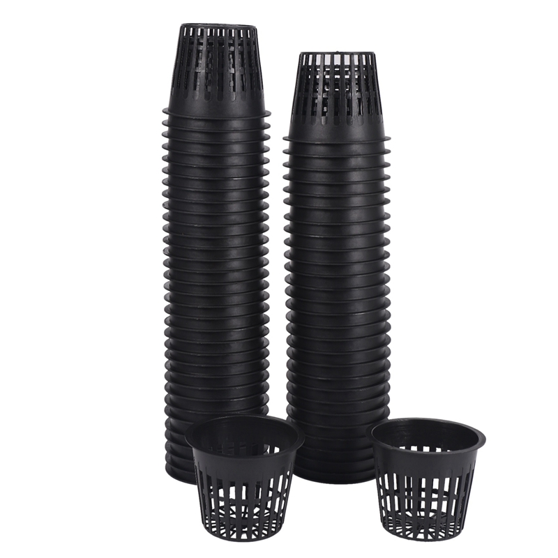 60 Pack 3 Inch Net Cups Slotted Mesh Wide Lip Filter Plant Net Pot ...