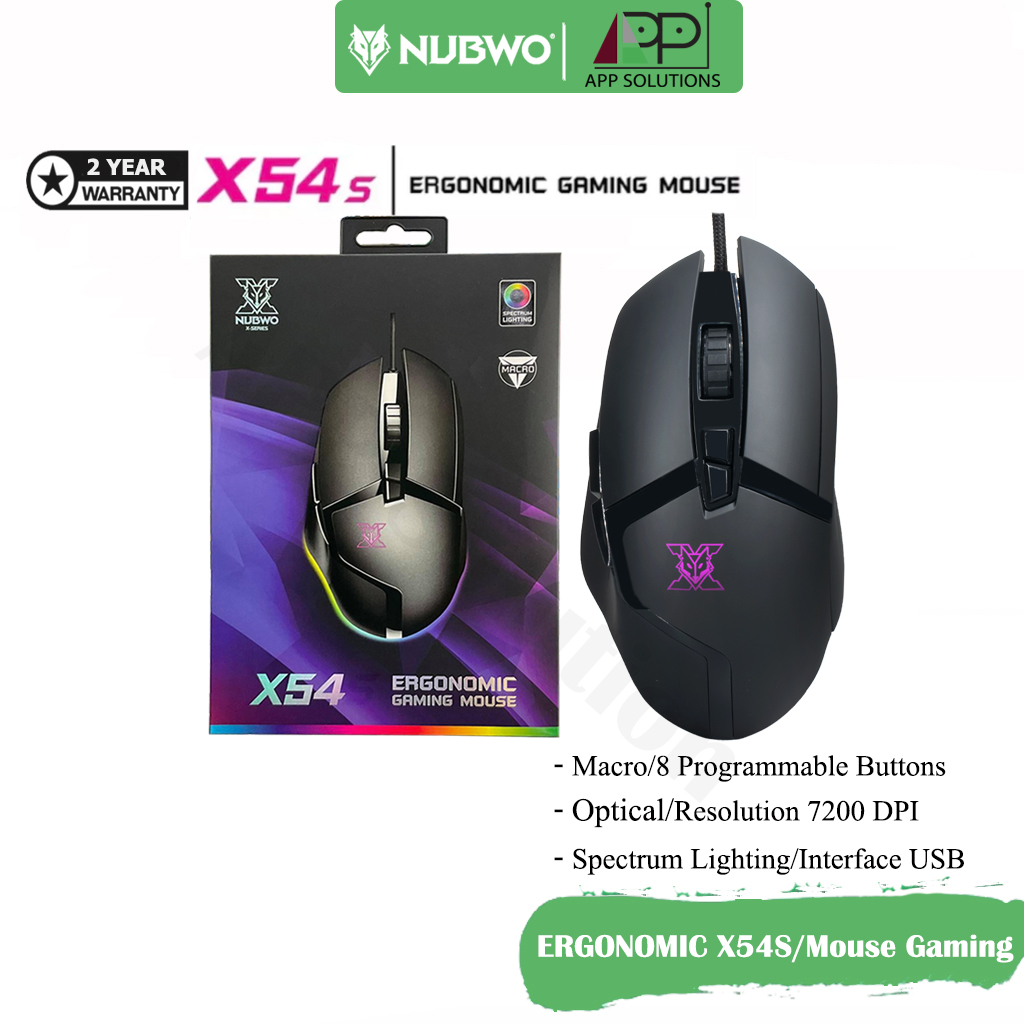 💥Nubwo X54S💥MOUSE(เม้าส์)OPTICAL GAMING รุ่นERGONOMIC X54S(ประกัน2ปี ...