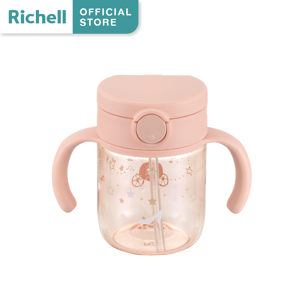 Richell(ริเชล) New! AXSTARS(อัสตร้า) แก้วหลอดดูดกันสำลัก คว่ำไม่หก (200 มล.) | Lazada.co.th