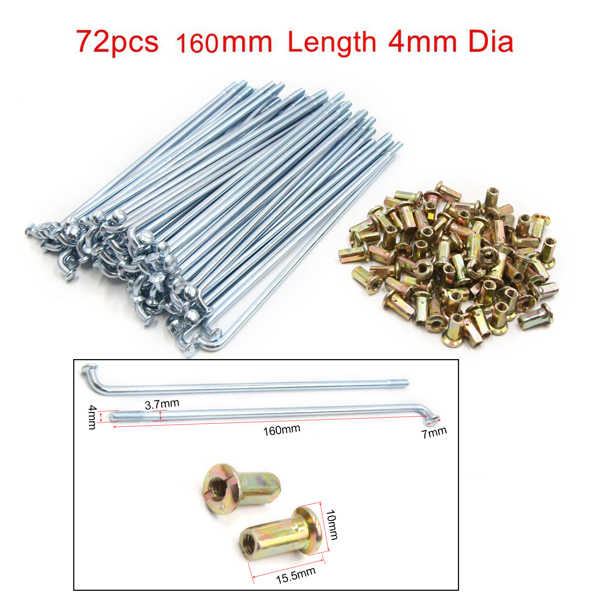 36pcs 72pcs 4mm Thread Diameter 150mm-170mm Length Motorcycle Wheel ...