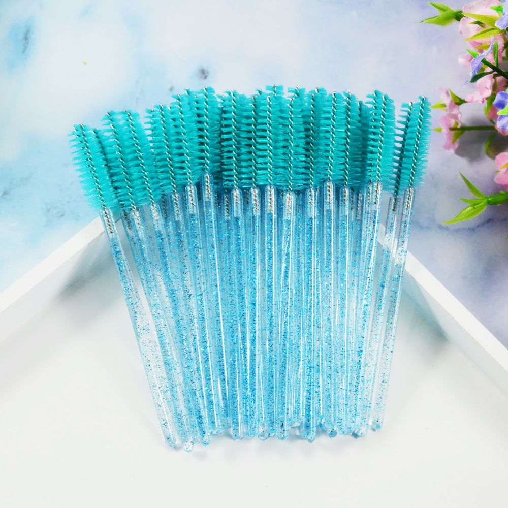 BUUXIAA 50 Pcs/Pack ใหม่ แต่งหน้า แบบใช้แล้วทิ้ง ที่จับคริสตัล Rhinestone แปรงทาคิ้ว แปรงขนตา ...