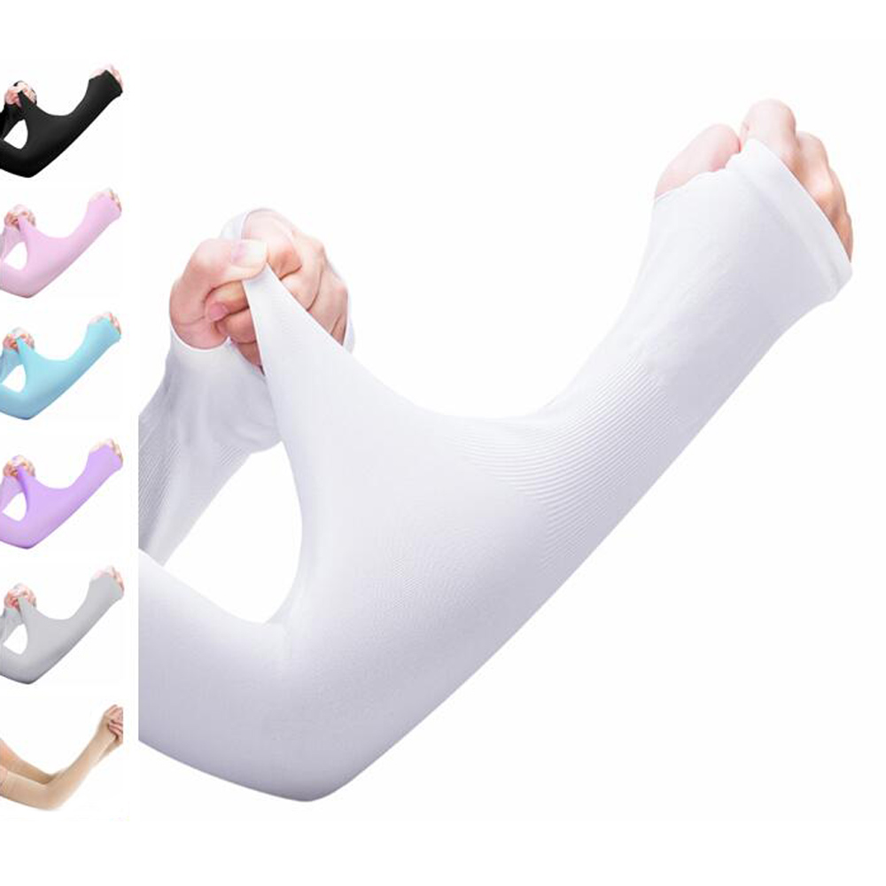 2 Pcs Men Arm Sleeves Sun Protection Cycling Elastic Warmers Breathable ...