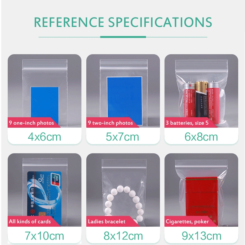 100pcs Multi-size reusable miniature sealed plastic bags Keep your ...