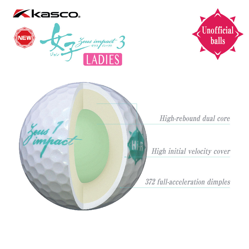 KASCO ZEUS IMPACT 3 Ladies Hicor Golf Ball (1DZ) ลูกกอล์ฟผู้หญิง Zeus Impact 3 ตีไกล เพิ่มระยะ ...