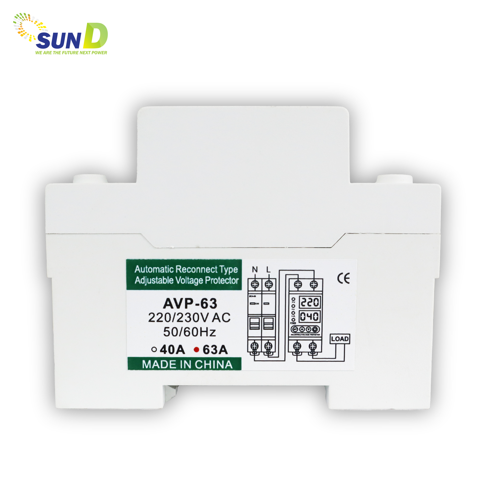 อุปกรณ์ป้องกันไฟเกินไฟตก จำกัดกระแส VA Protector 63a 230V 50Hz - SUN D ...