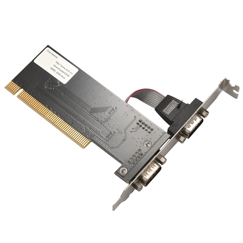 New 2 Ports Pci To Com 9Pin Serial Port RS232 Expand Riser Card Adapter ...