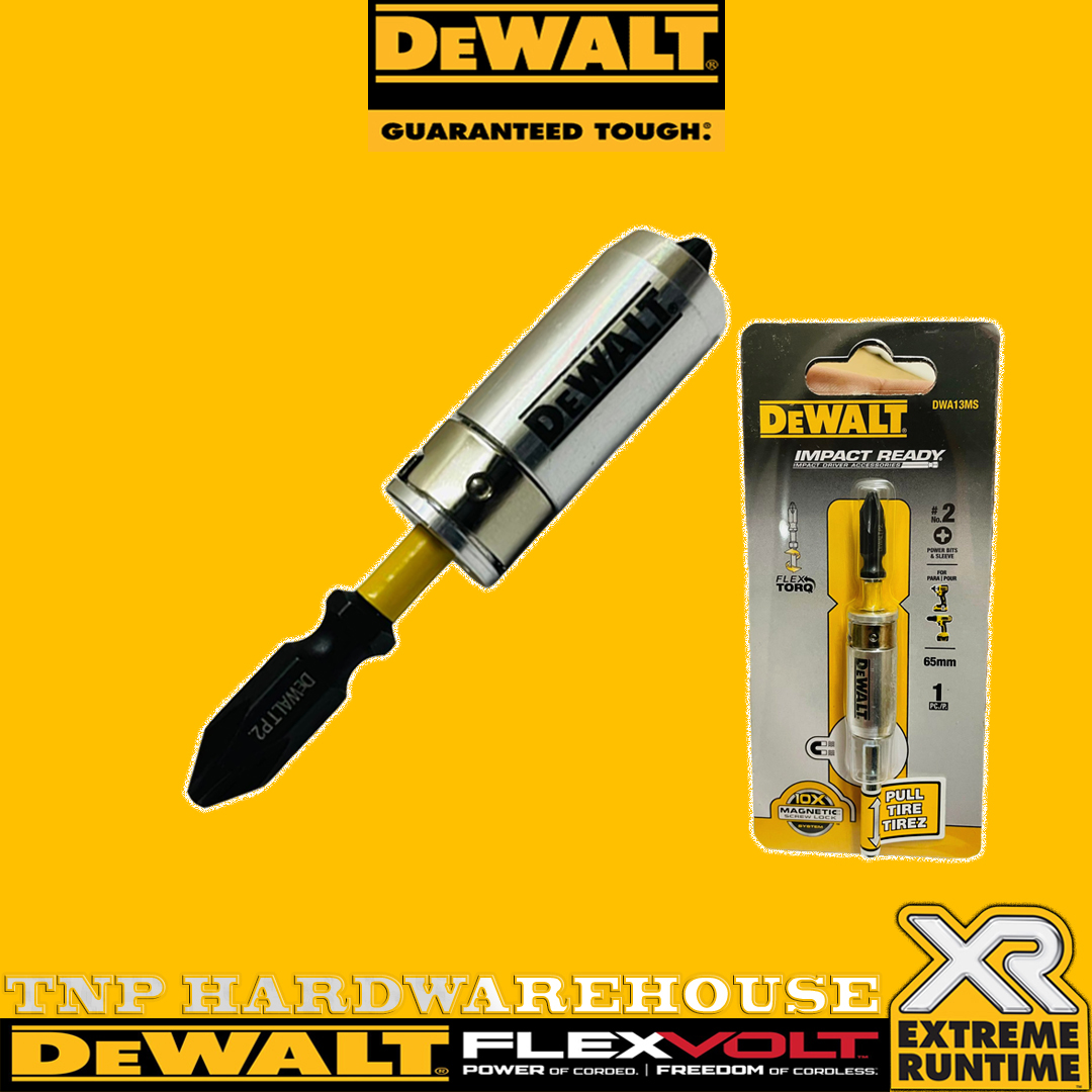 DeWALT ดอกไขควง 65 mm. Impact P2 พร้อมปลอกแม่เหล็ก รุ่น DWA13MS ...
