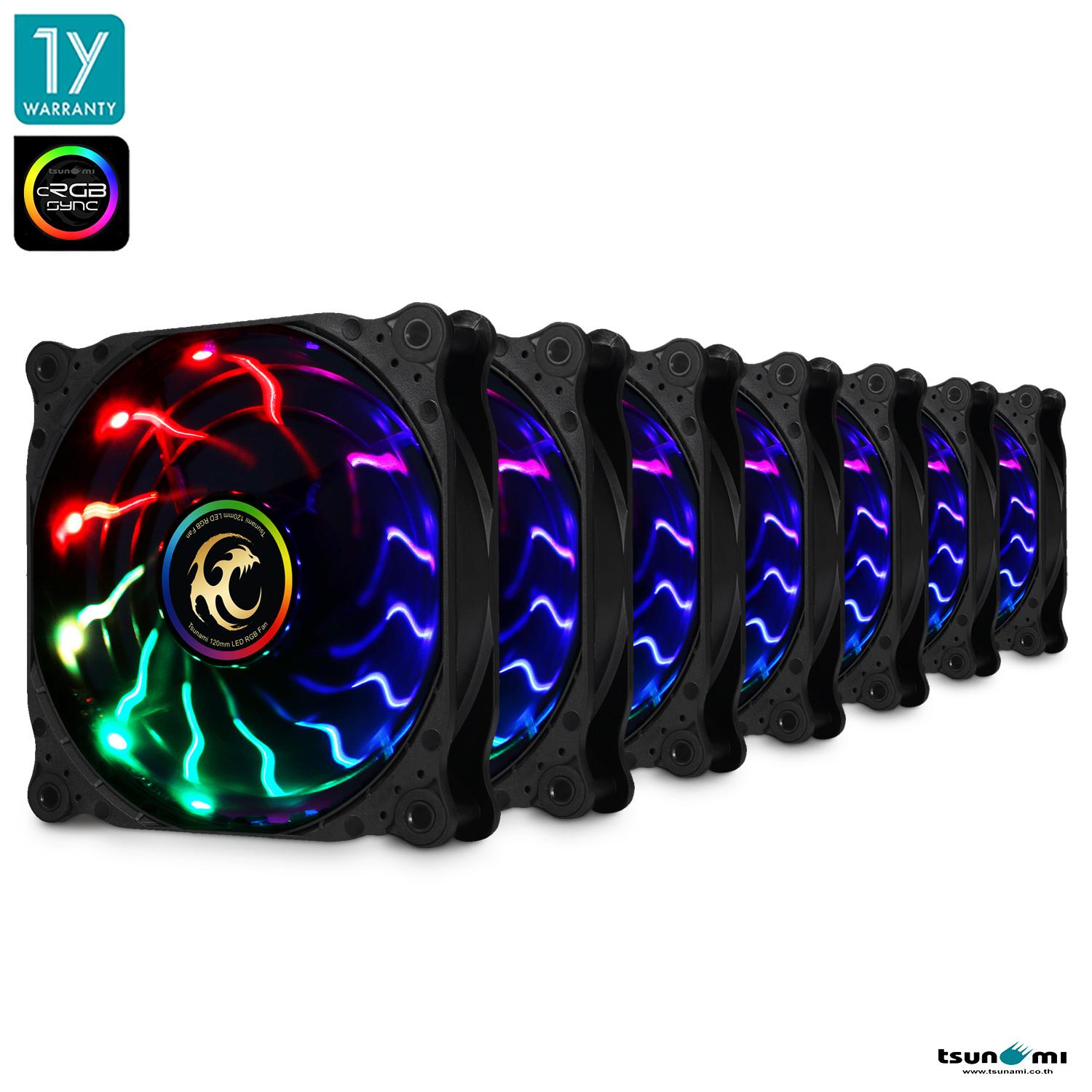 พัดลมระบายความร้อน Tsunami Dual Ring (cRGB Sync) Series RGB Cooling Fan ...