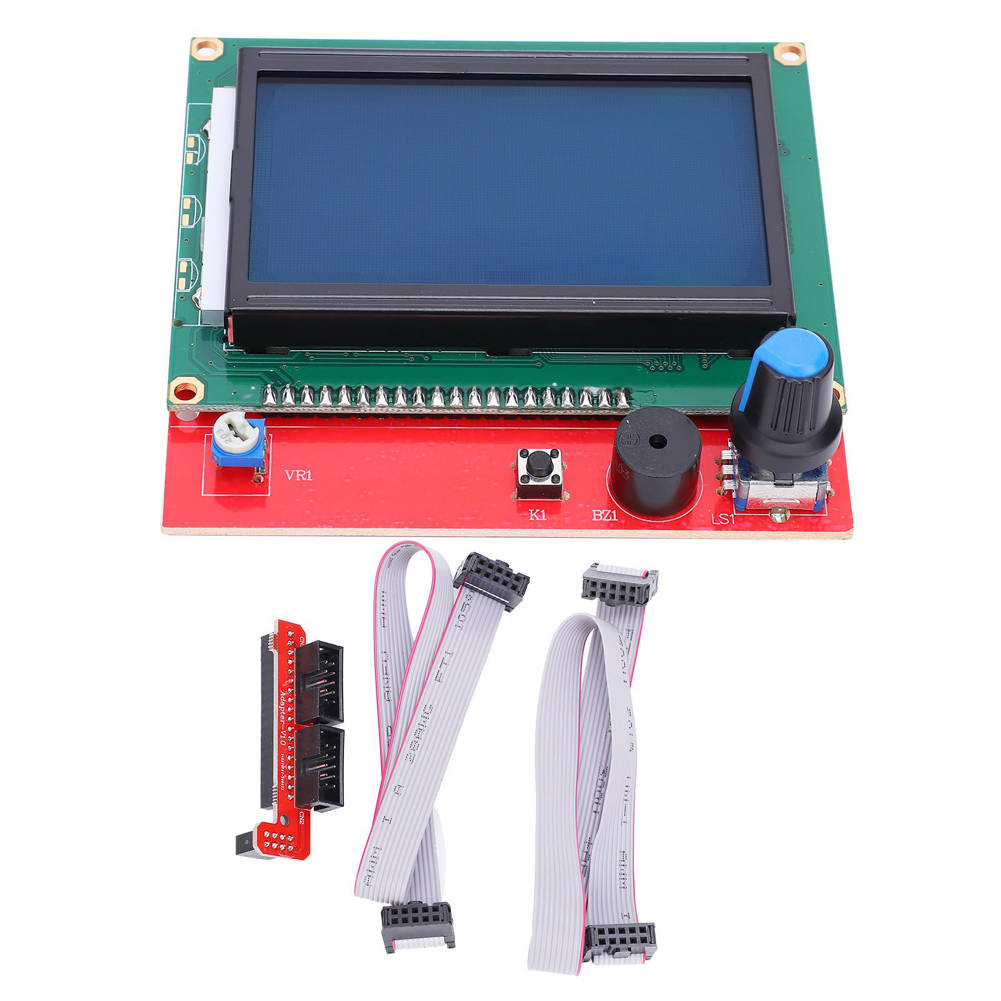 【ราคาถูก】12864 แผงโมดูลควบคุม LCD แสดงเมนบอร์ดเครื่องพิมพ์ 3D Smart Controller + 2 ชิ้นเส้น - I ...