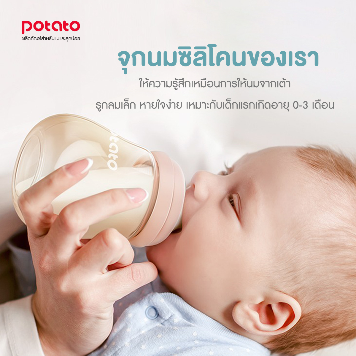 Potato ขวดนมคอกว้างพร้อมจุกนมซิลิโคน วัสดุPPSU ทรงน้องหมีสุดน่ารัก ขนาด 120ml(4oz),160ml(5oz ...