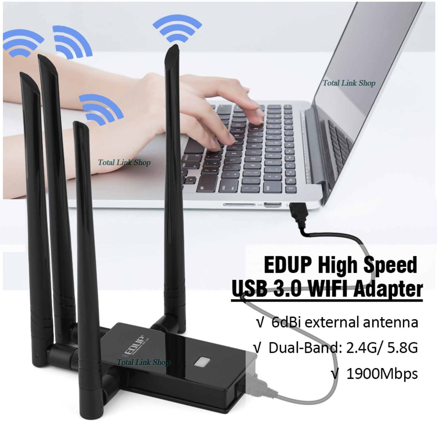 0 2.4GHz 5.8GHz EDUP Dual Band อะแดปเตอร์ไร้สาย EDUP-4 เสา-1900 - sLnOUjPI - ThaiPick