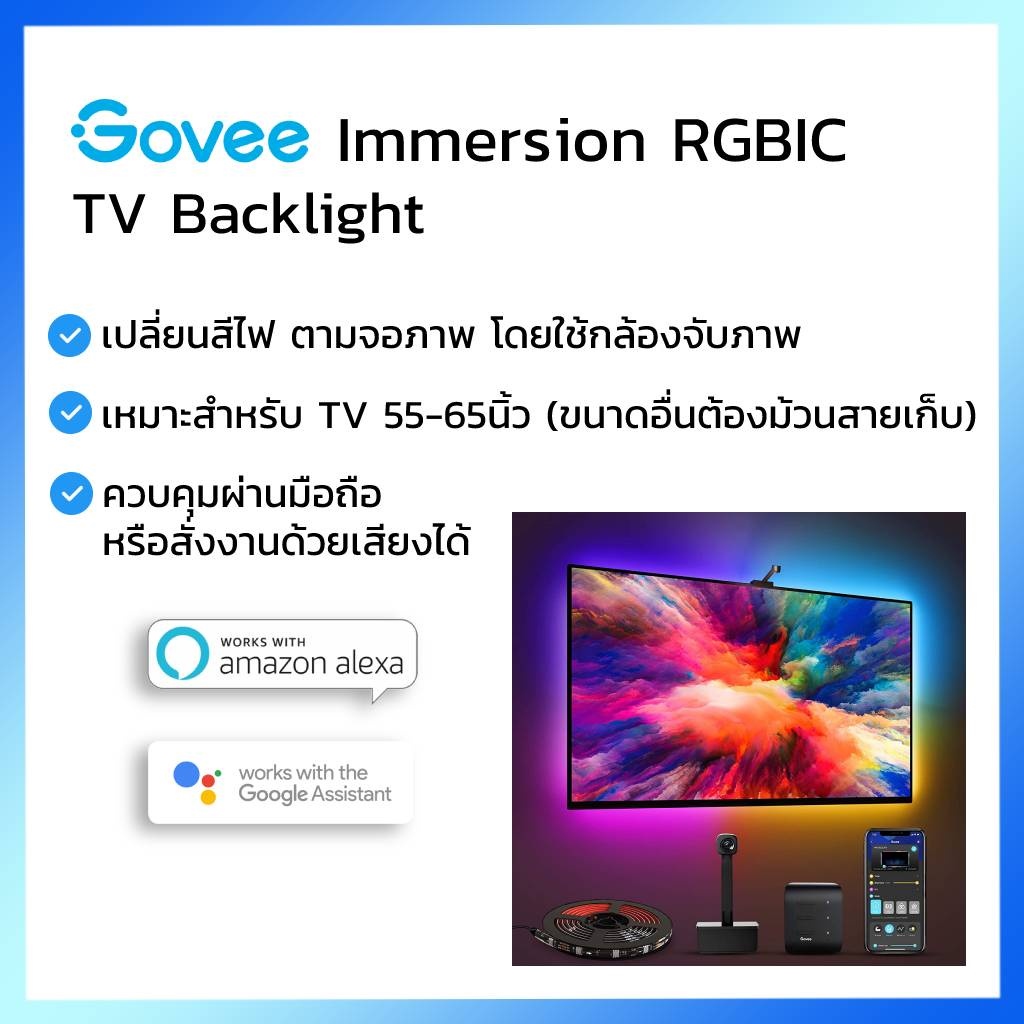Govee Immersion TV Light Backlight RGBIC Ambient LED Strip 2021 (H6199 ...