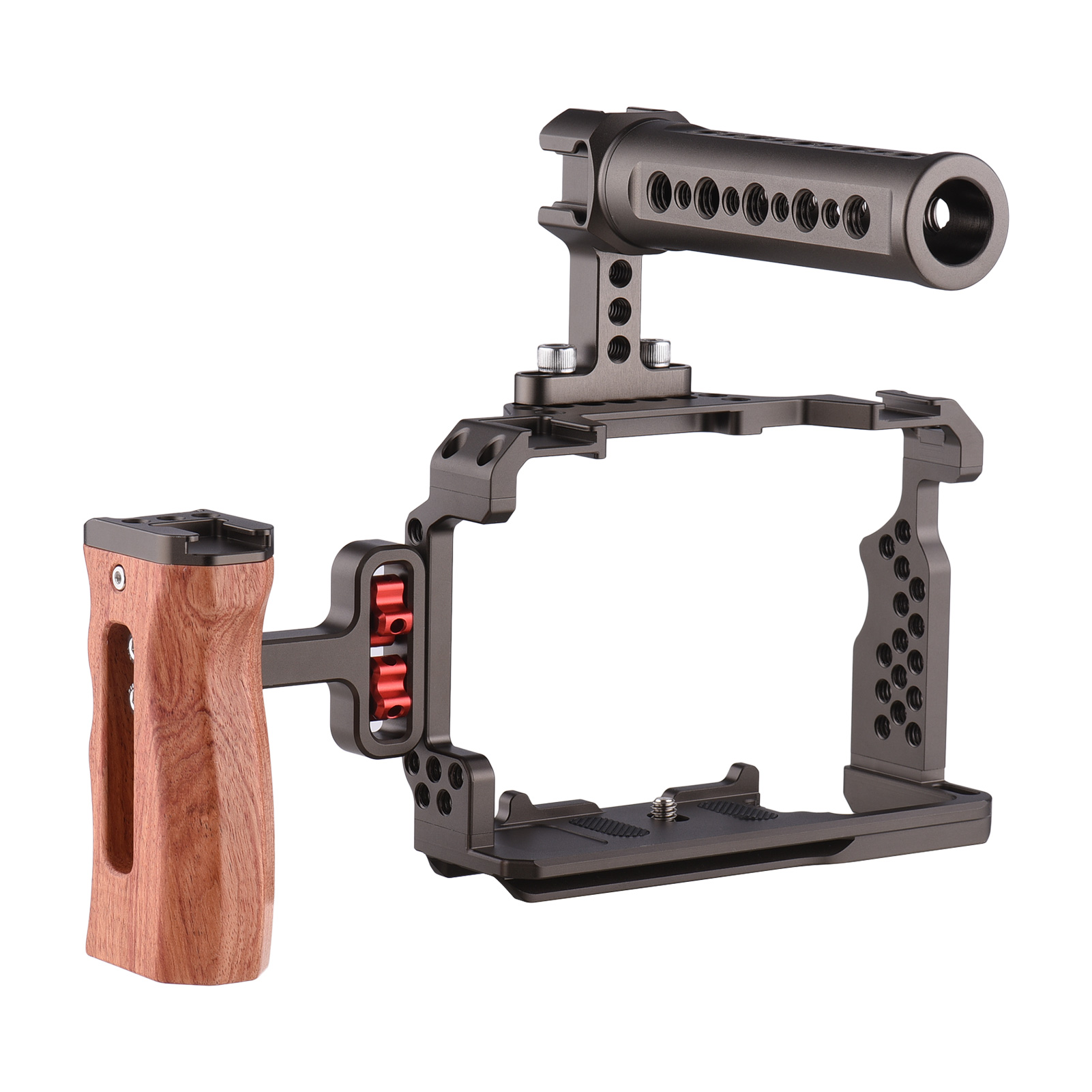 Andoer Aluminum Alloy Camera Cage Kit with Video Rig Top Handle Wooden ...
