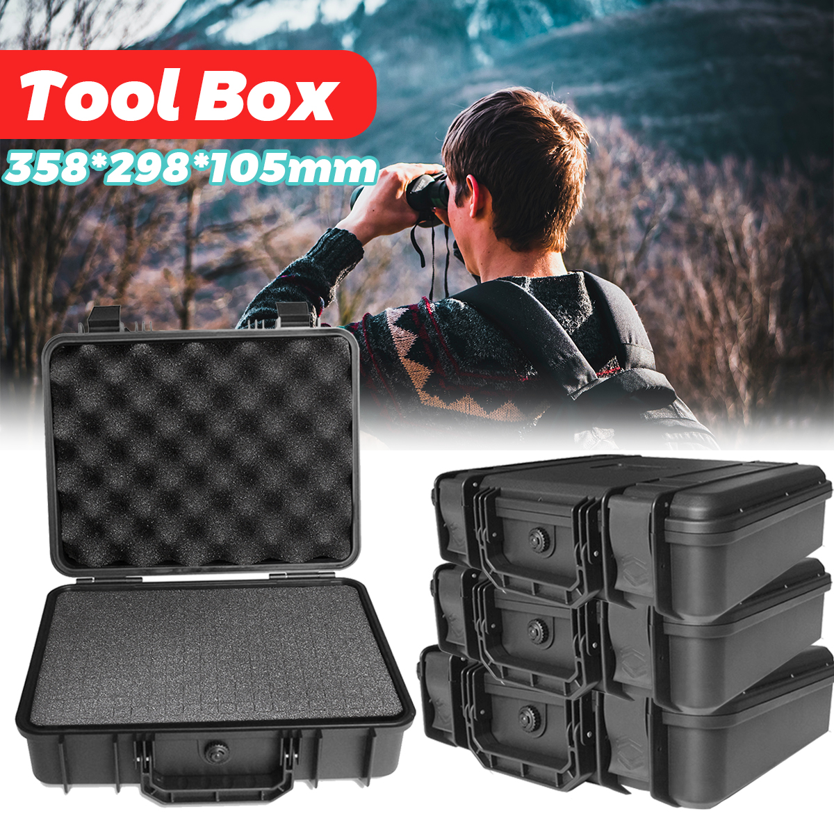 Storage Box 358x298x105mm Hard Carry Camera Photography w/ Sponge Bag ...