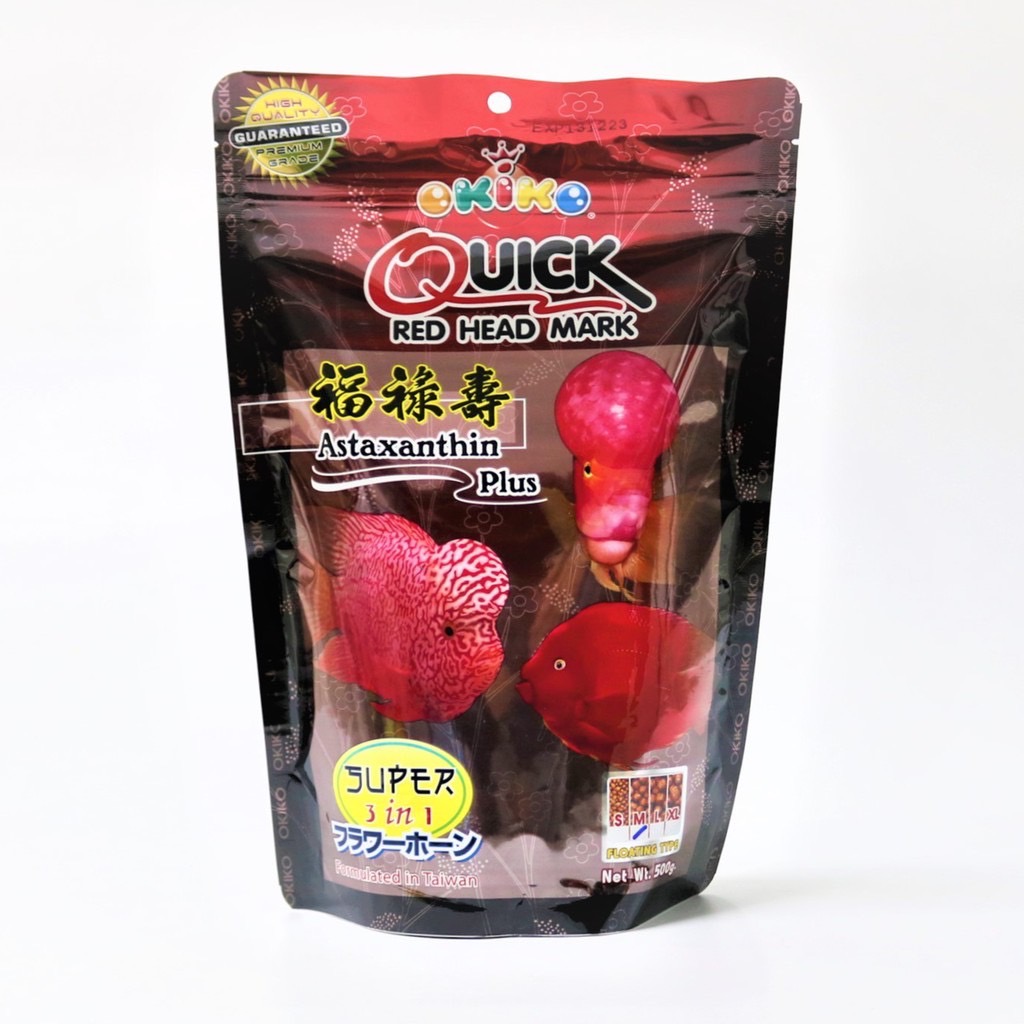 อาหารปลาหมอสี OKIKO QUICK RED 500 g. (เร่งสี เร่งโหนก เร่งมุก) | Lazada ...