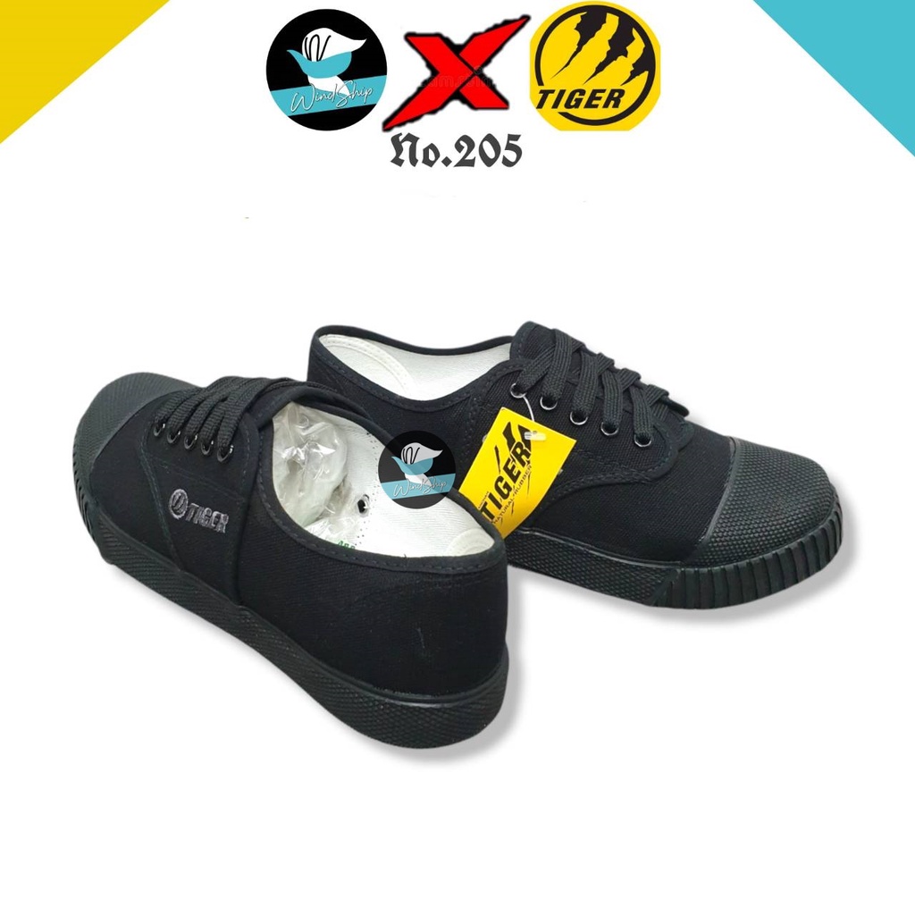 รองเท้าผ้าใบ Tiger 205 พื้นเขียว รองเท้านักเรียน น้ำตาลขาวดำ รองเท้า ...