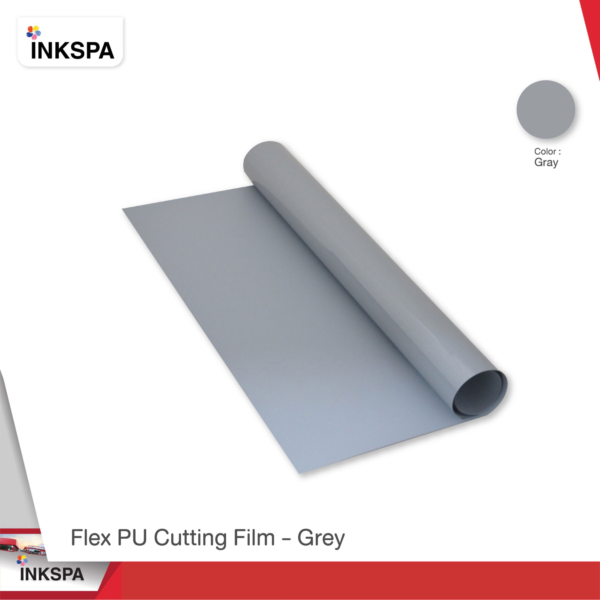 เฟล็กติดเสื้อ เฟล็ก PU Flex ยาว [25 เมตร] สีเทา (Grey) เฟล็กติดกระเป๋า เฟล็กทำตัวอักษร เฟล็กติด ...