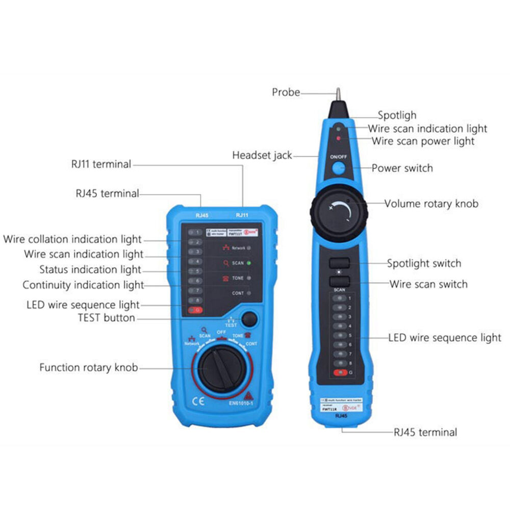 【mookis】 เครื่องทดสอบสายเคเบิล Wire Tracker Network Telephone Line ...