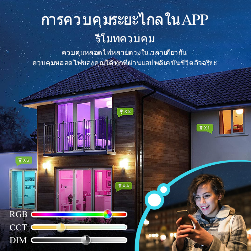 LCMKR Tuya Smartlife Smart LED Bulb E27 RGB Wi-Fi Wifi Blutooth bulb หลอดไฟอัจฉริยะ หลอดอัจฉริยะ ...