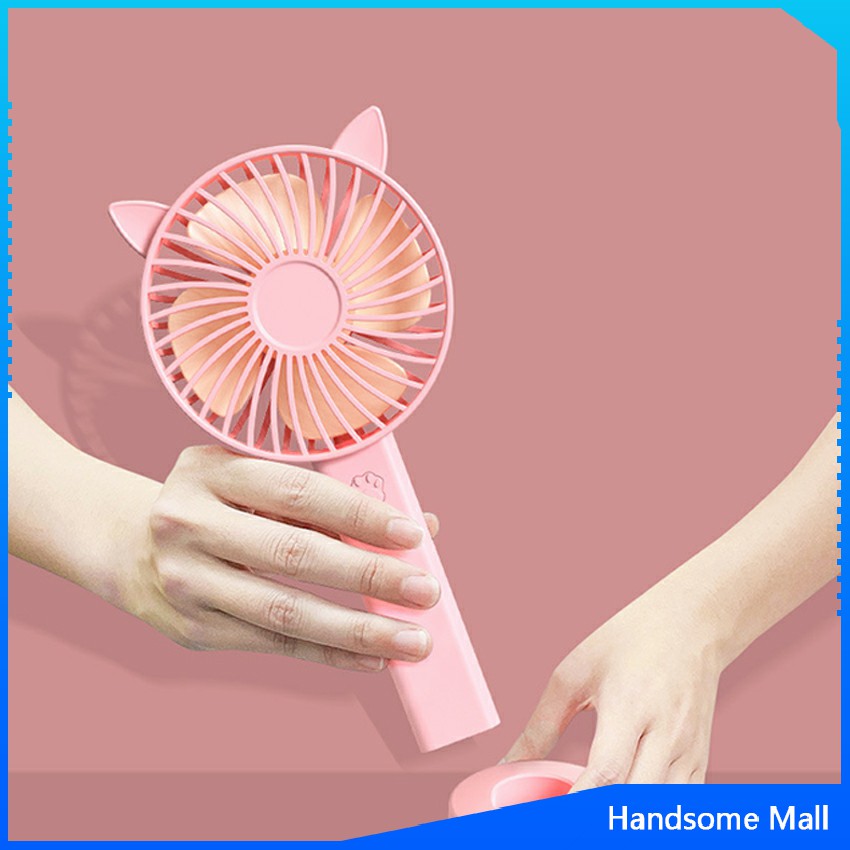 Handsome พัดลมหูแมว พร้อมฐานตั้งโต๊ะ ขนาดเล็ก พัดลมมือถือ น้ำหนักเบา ...