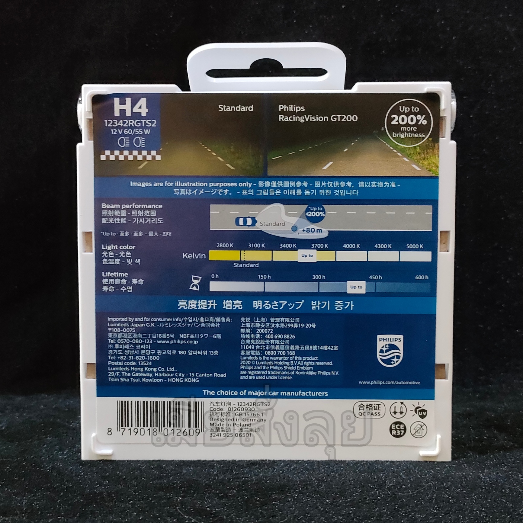 Philips หลอดไฟหน้ารถยนต์ Racing Vision GT200 H4 Nissan Almera (อัลเมร่า ...