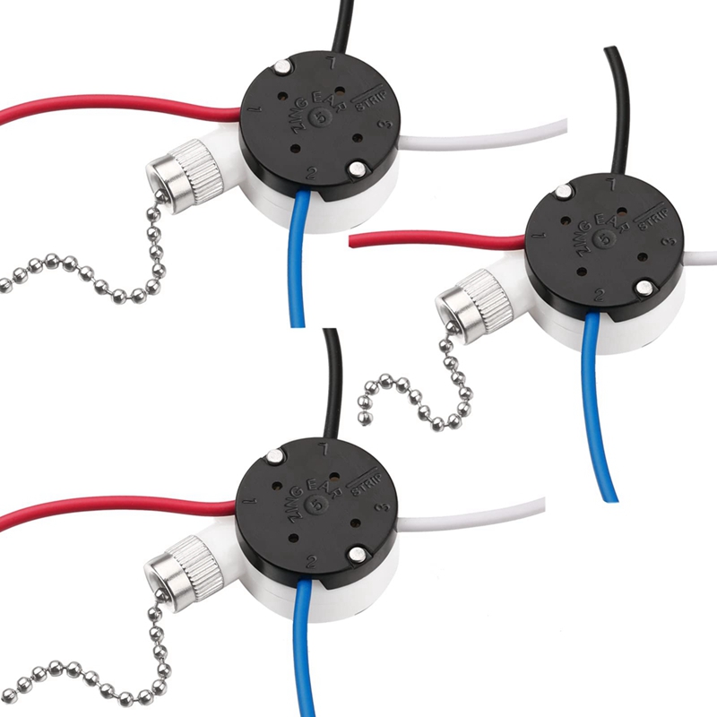 3 Pcs Ze-208S E89885 3 Speed 4 Wire Pull Chain Switch Ceiling Fan Light ...