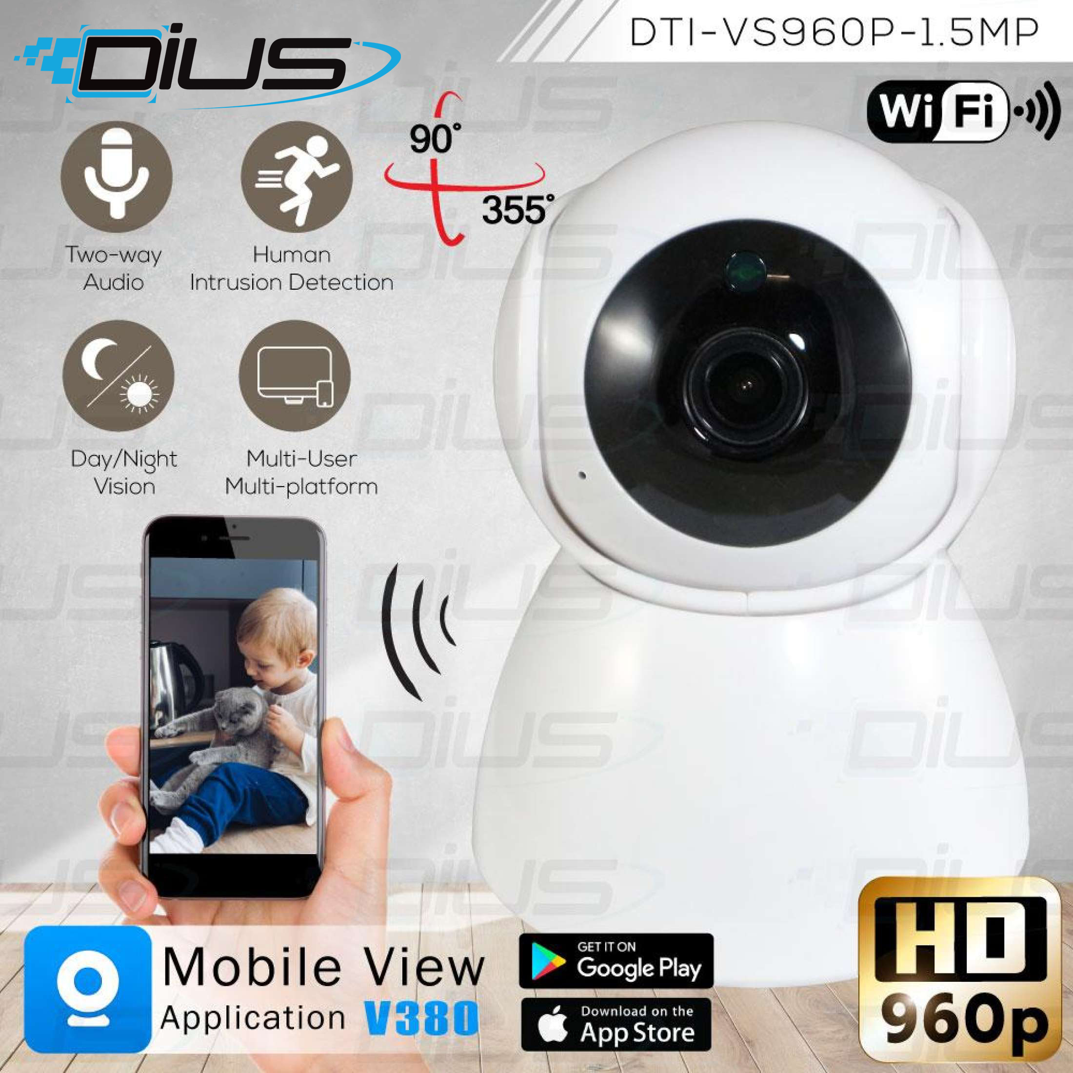 กล้องวงจรปิด กล้องไอพี 1.5mp 960P Wifi IP camera Robot ( App : V380 ) - IT Express - ThaiPick