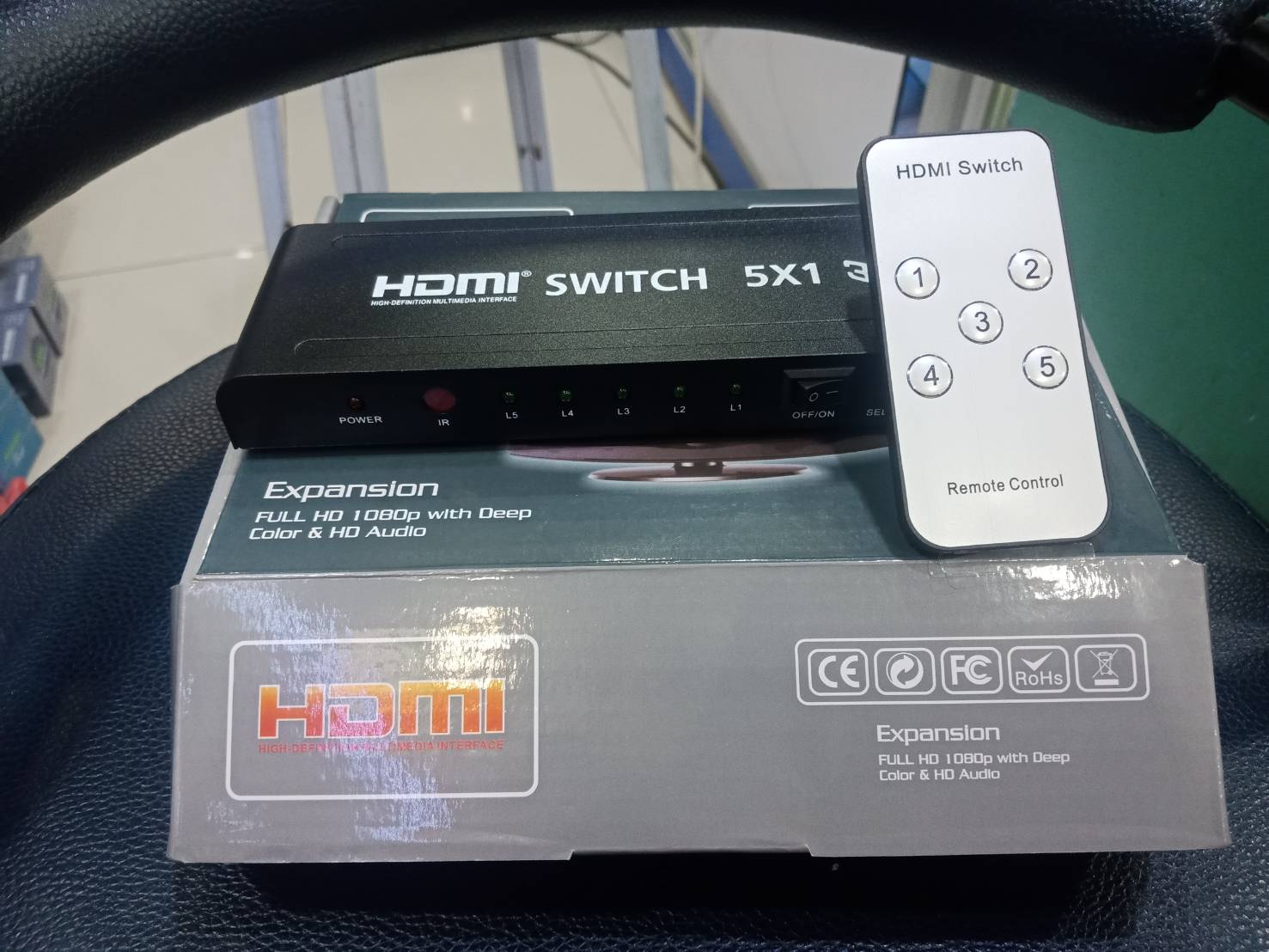 5x1 HDMI Switch Switcher Splitter HD 4K*2K 1080P 5-in 1-out Video Hub ...