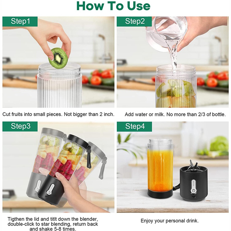 Portable BlenderPersonal Blender for Shakes and Smoothies 16Oz Mini ...