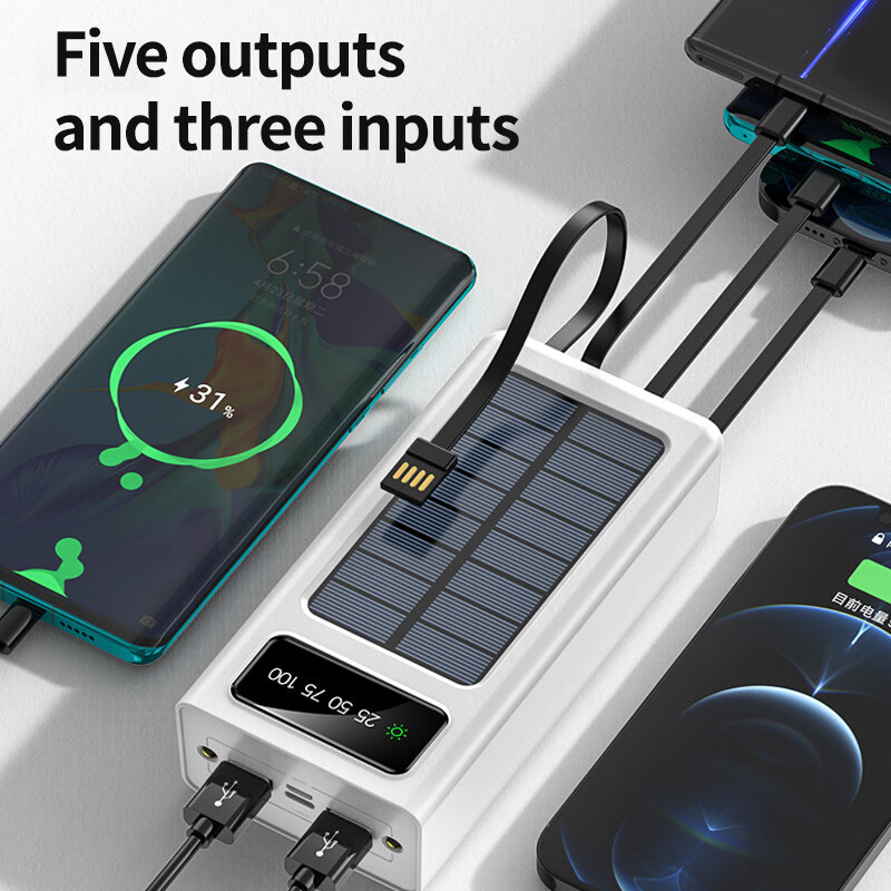 PowerMaster Solar Powered Power Bank 4 Embedded Cables แบตสำรอง พลังงาน ...